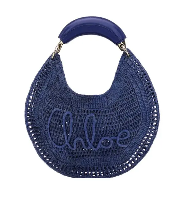 Chloé Summer Banana Woven Top Handle Bag - Blue