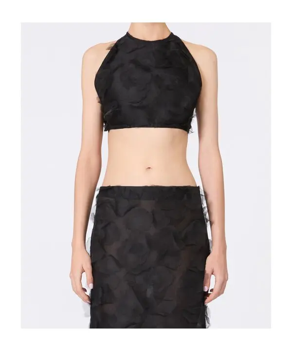 Max Mara Mxsfumetto Cut-out Crop Top - Black