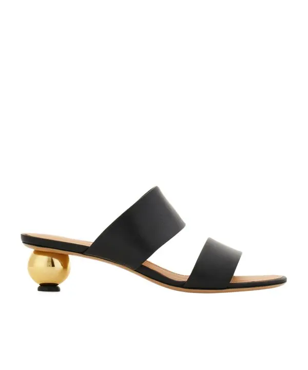 FERRAGAMO Sculptural Heel Sandals - Black