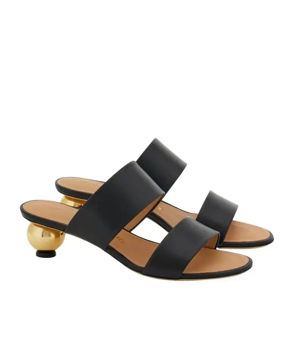 FERRAGAMO Sculptural Heel Sandals - Black