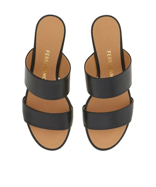 FERRAGAMO Sculptural Heel Sandals - Black