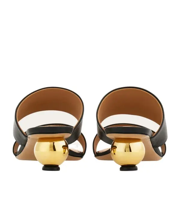 FERRAGAMO Sculptural Heel Sandals - Black