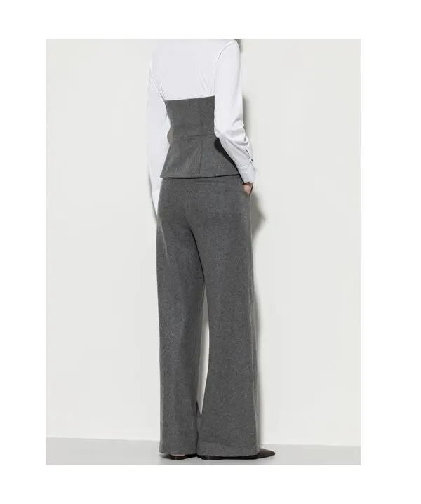 LUISA CERANO Belted Loop Casual Pants - Dark Grey
