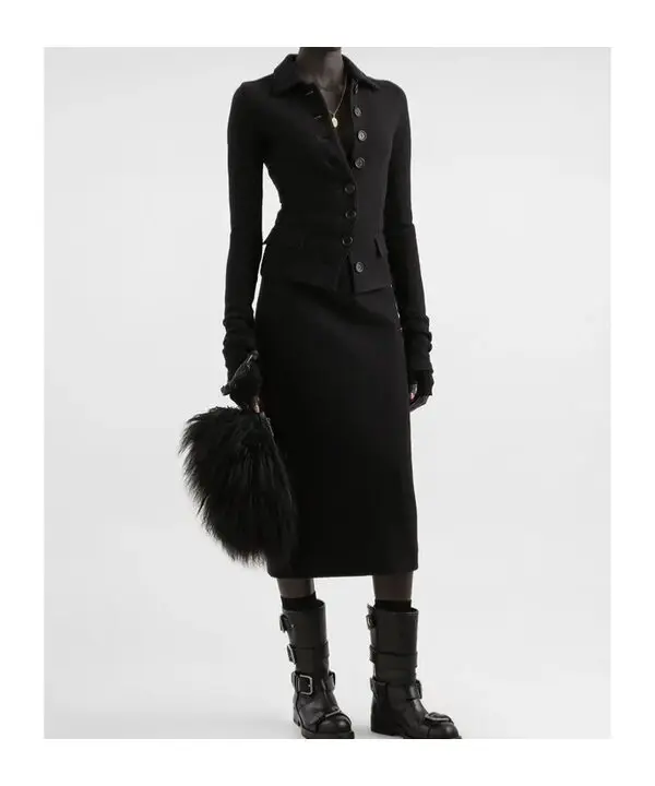 Dolce & Gabbana Wool Midi Pencil Skirt - Black