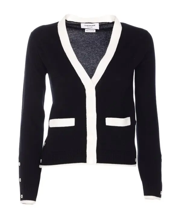 Thom Browne V-neck Knitted Cardigan - Black