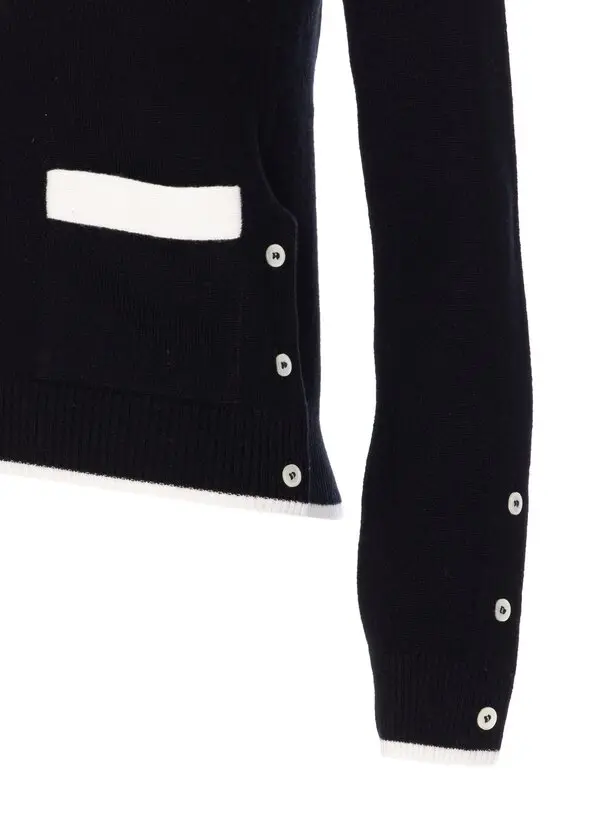 Thom Browne V-neck Knitted Cardigan - Black