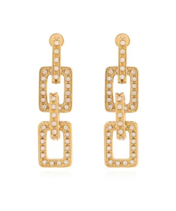 Marni Crystal Embellished Link Drop Earrings - Golden