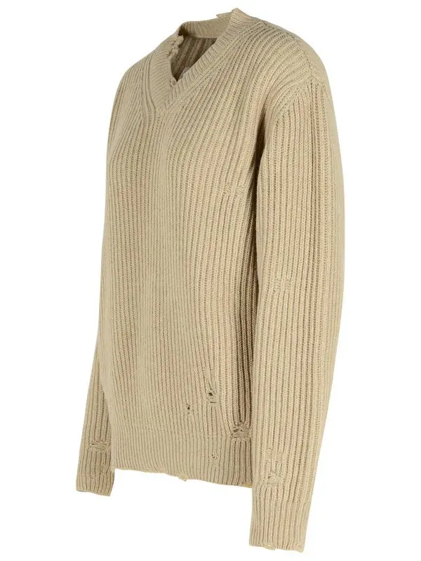 MAISON MARGIELA Distressed V-neck Jumper