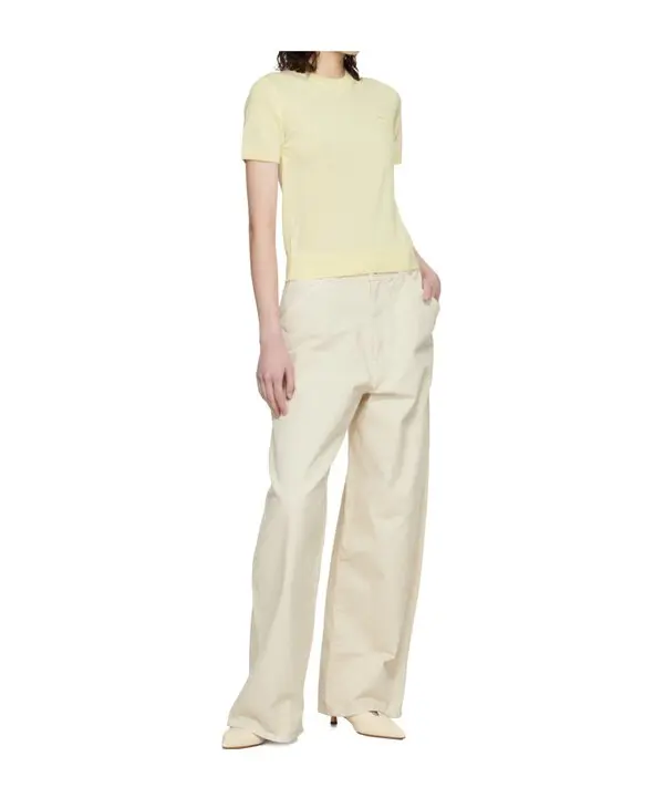 Maison Kitsuné Short-sleeved Wool Knit Sweater - Light Yellow
