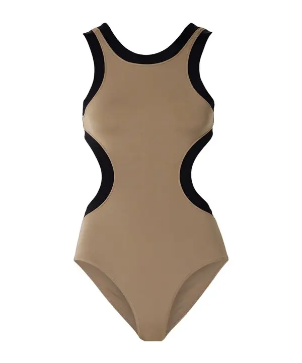 Staud Dolce Backless Swimsuit - Brown And Black