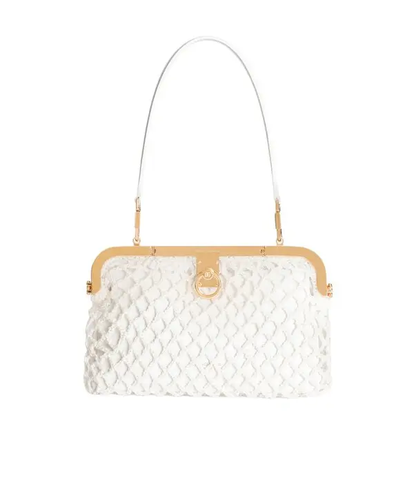 Dolce & Gabbana Amanda Handbag In Mesh And Palmellato Calfskin - White