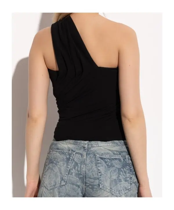 Versace One-shoulder Draped Top With Pleated Detailing