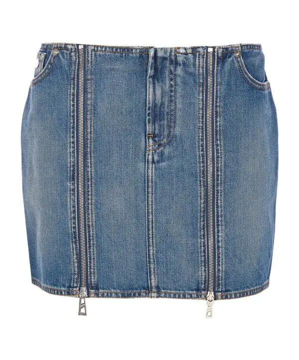 JEAN PAUL GAULTIER Zip-detailed Denim Mini Skirt - Blue
