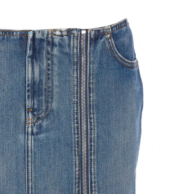 JEAN PAUL GAULTIER Zip-detailed Denim Mini Skirt - Blue