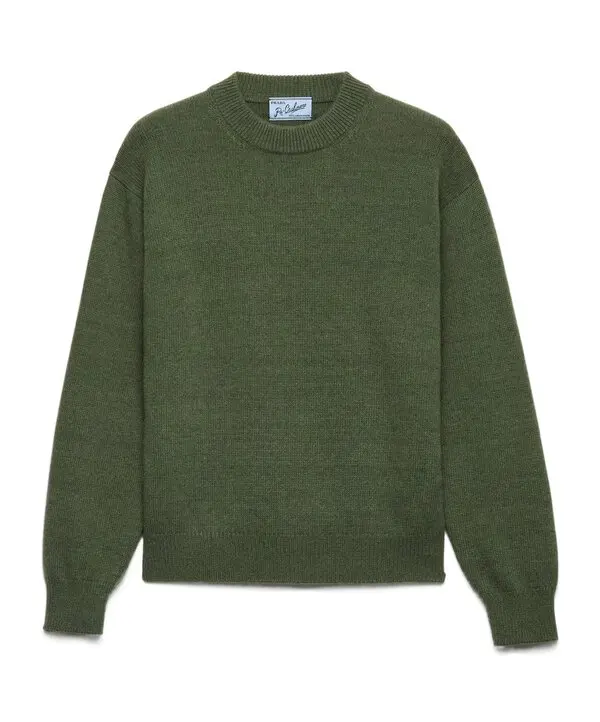 Prada Long-sleeved Crewneck Jumper In Regenerated Cashmere - Military Green