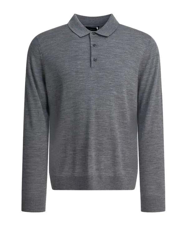 Vince Merino Wool Polo Shirt - Heather Gray