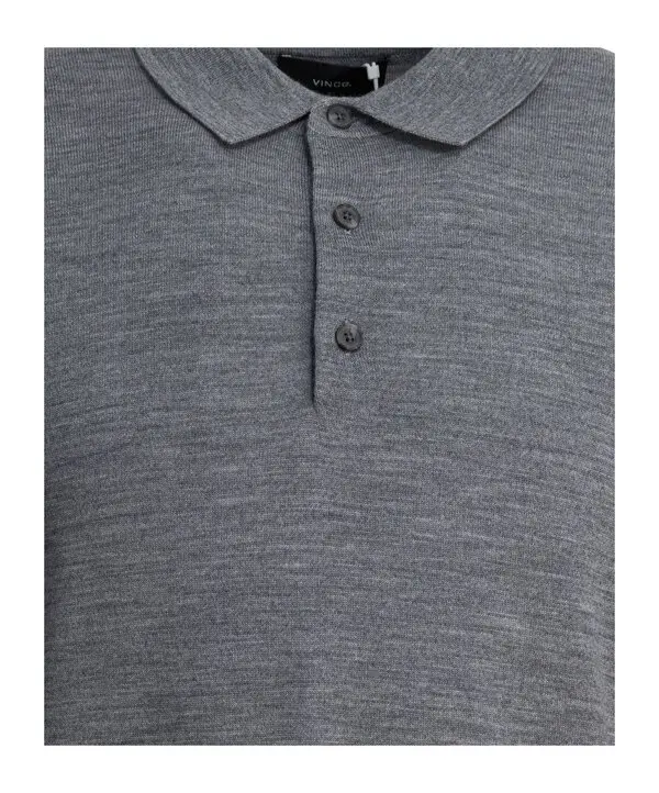 Vince Merino Wool Polo Shirt - Heather Gray