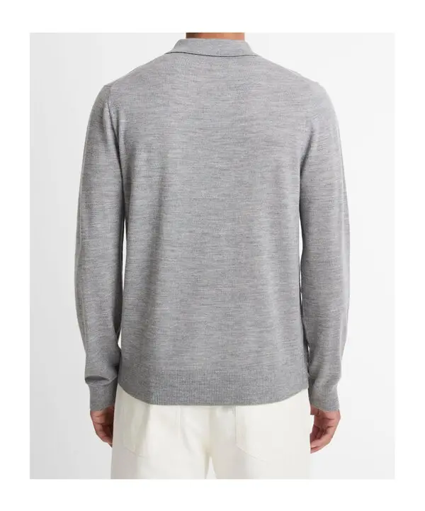 Vince Merino Wool Polo Shirt - Hemp Gray