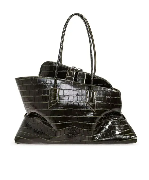 Attico La Passeggiata Embossed Medium Bag - Black