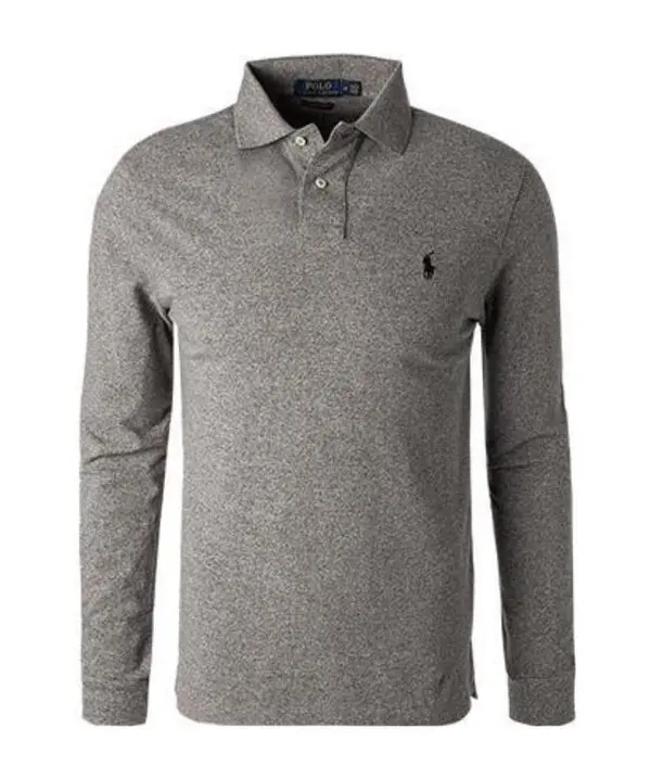 Polo Ralph Lauren Logo Embroidered Long-sleeve Polo Shirt - Gray