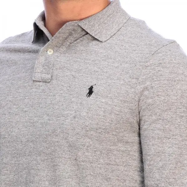 Polo Ralph Lauren Logo Embroidered Long-sleeve Polo Shirt - Gray