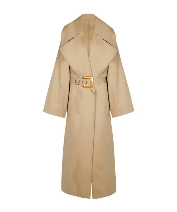 Balmain Long Gabardine Trench Coat