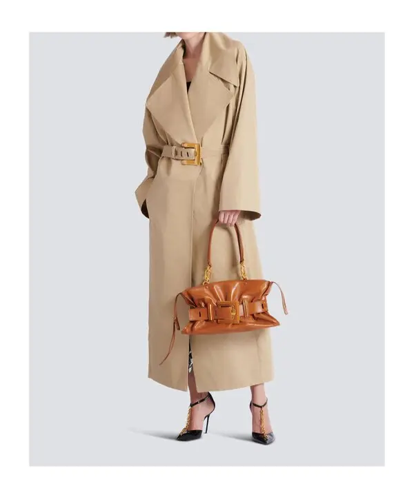 Balmain Long Gabardine Trench Coat