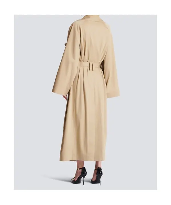 Balmain Long Gabardine Trench Coat