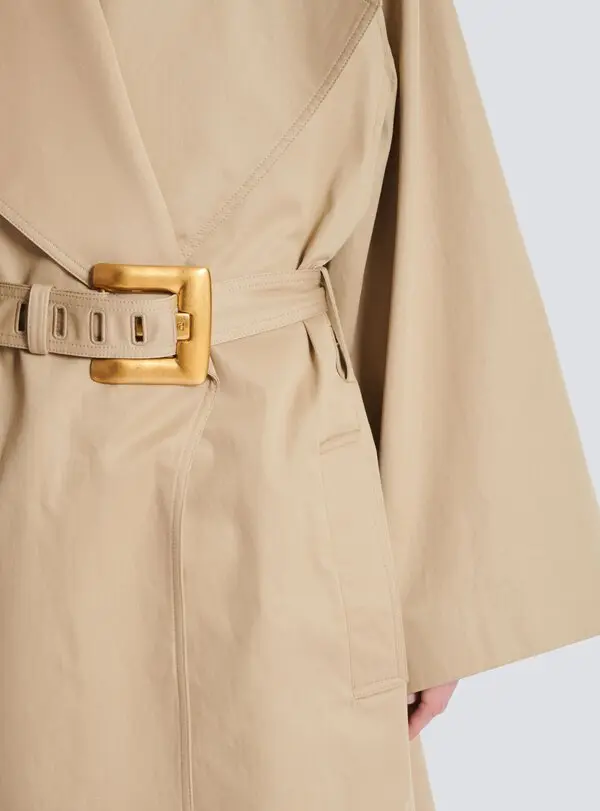Balmain Long Gabardine Trench Coat