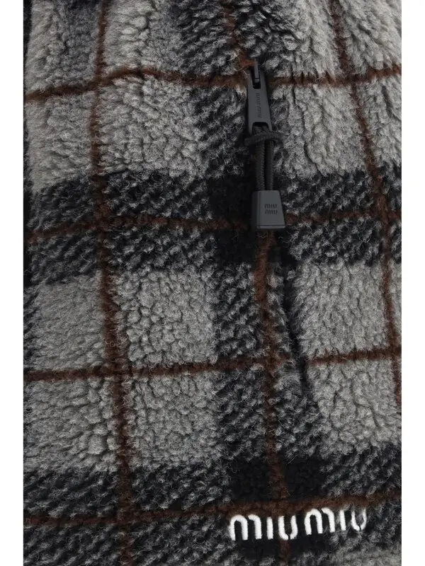 Miu Miu Teddy Bear Check Mini Skirt - Gray/black