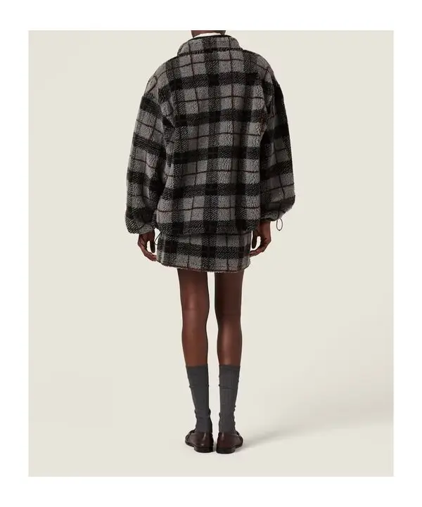 Miu Miu Teddy Bear Check Mini Skirt - Gray/black