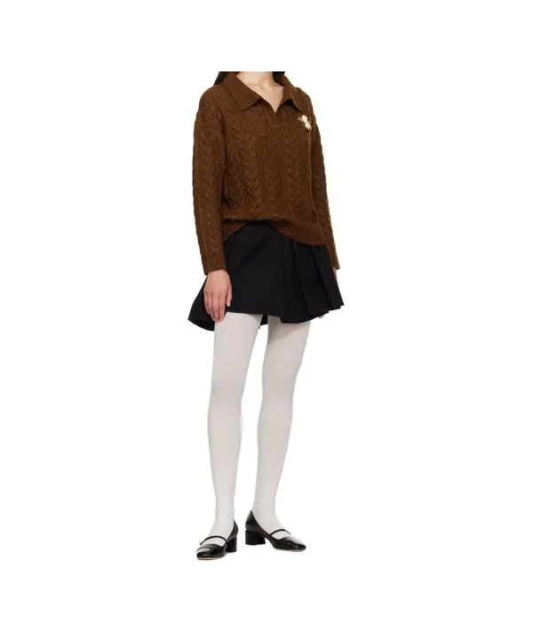 SHUSHU/TONG Floral Appliqué Polo Jumper