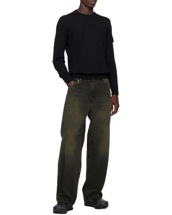 Stone Island Logo Patch Crewneck Sweater - Black