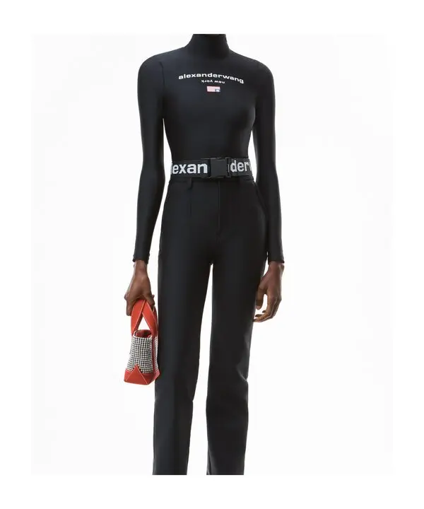 Alexander Wang Long Sleeve Turtleneck Bodysuit With Logo Detail