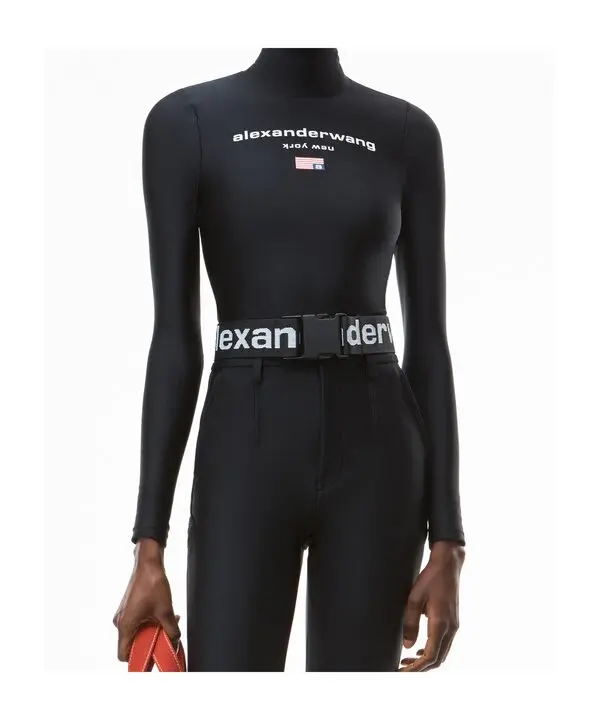 Alexander Wang Long Sleeve Turtleneck Bodysuit With Logo Detail