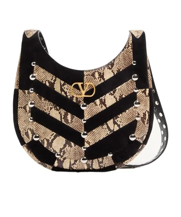 Valentino Garavani Vlogo Signature Chevron Shoulder Bag - Black