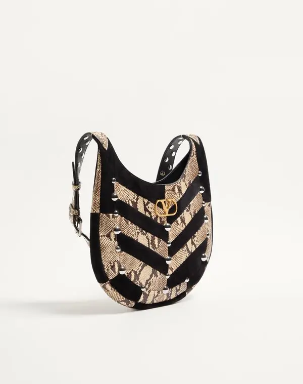 Valentino Garavani Vlogo Signature Chevron Shoulder Bag - Black