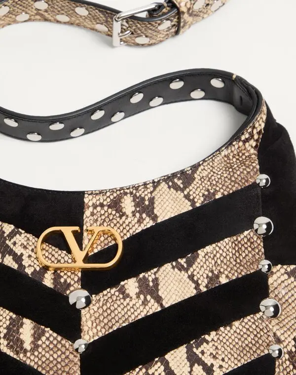 Valentino Garavani Vlogo Signature Chevron Shoulder Bag - Black