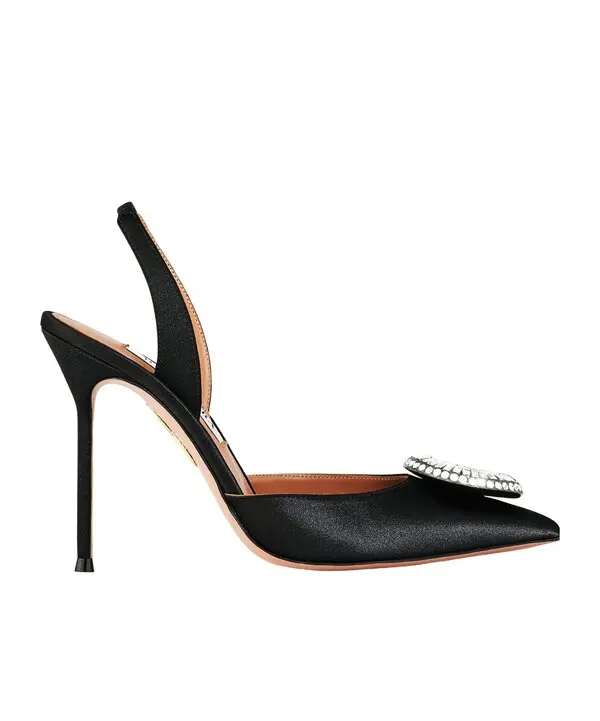 AQUAZZURA Crystal Embellished Slingback Stilettos - Black