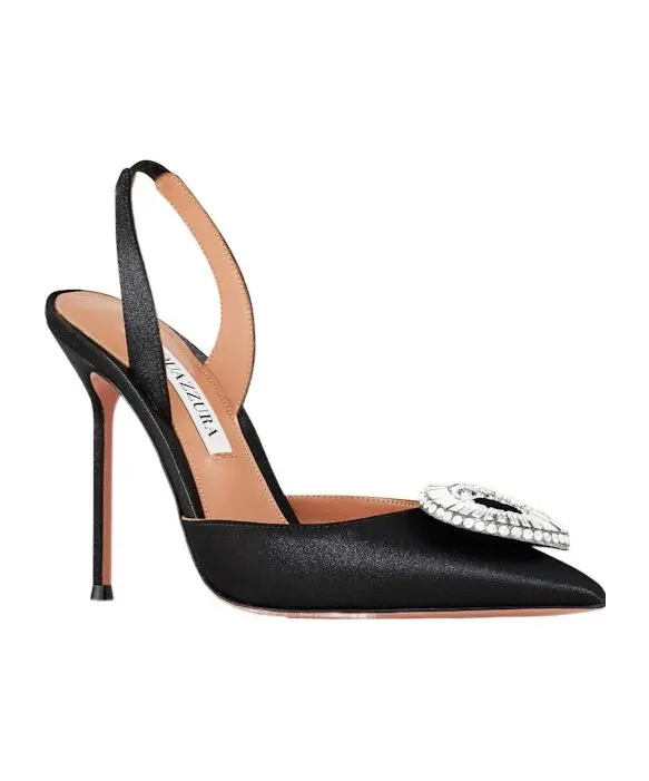 AQUAZZURA Crystal Embellished Slingback Stilettos