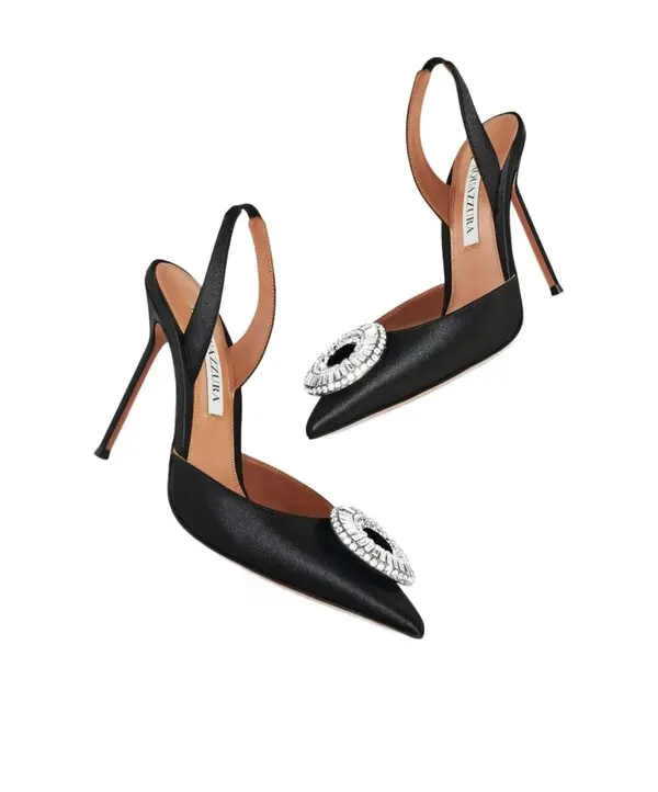 AQUAZZURA Crystal Embellished Slingback Stilettos