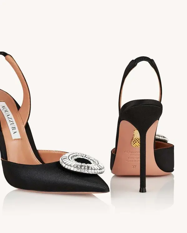 AQUAZZURA Crystal Embellished Slingback Stilettos