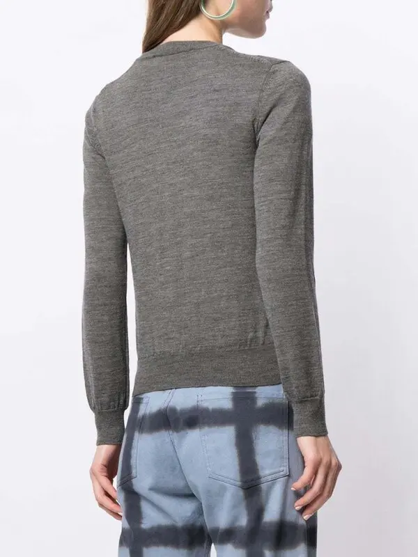 Play Comme Des Garcon Intarsia Knit Logo V-neck Jumper - Gray