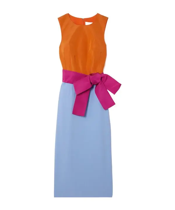 Carolina Herrera Color-blocked Dress With Bow Decoration