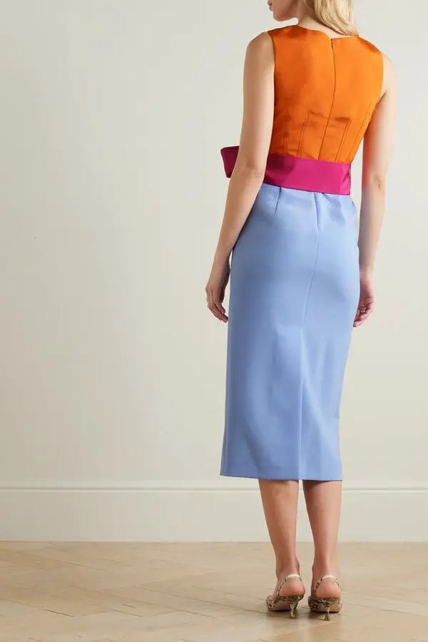 Carolina Herrera Color-blocked Dress With Bow Decoration