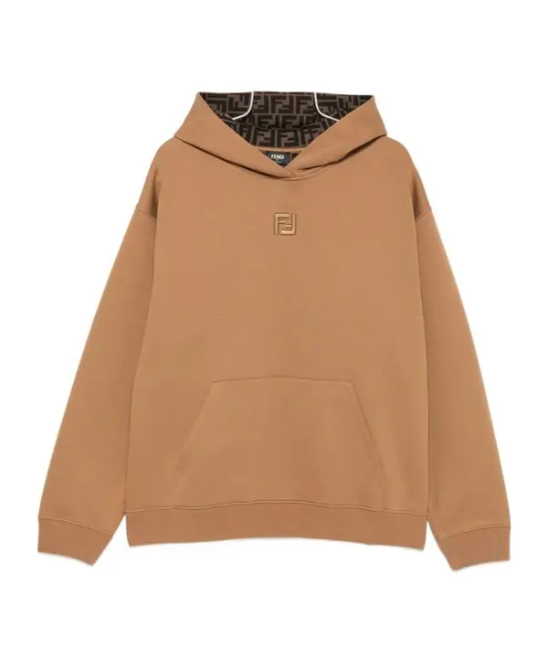 Fendi Embroidered Long Sleeve Hoodie - Brown