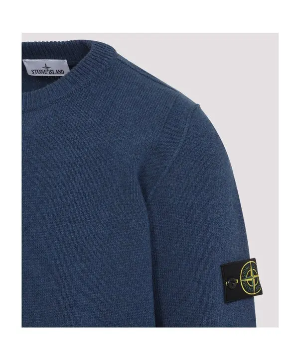 Stone Island Logo Patch Crewneck Sweater - Blue