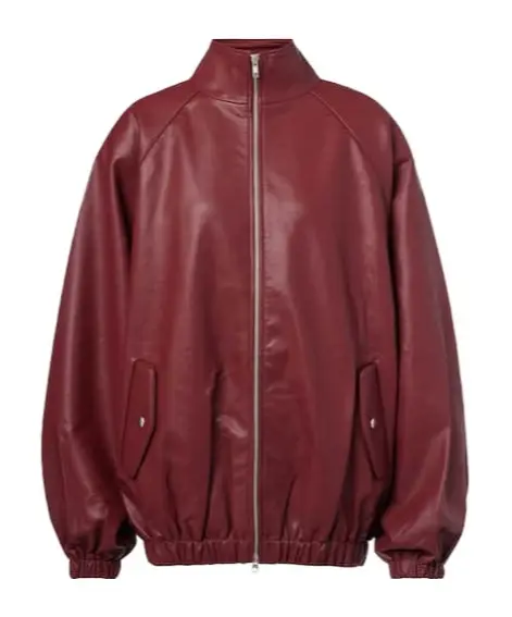 THE FRANKIE SHOP Senta Oversized Faux Leather Bomber Jacket - Burgundy