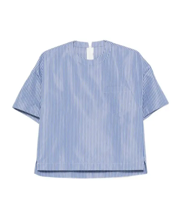 Sacai Striped Shirt With Chest Pocket And Back Zip