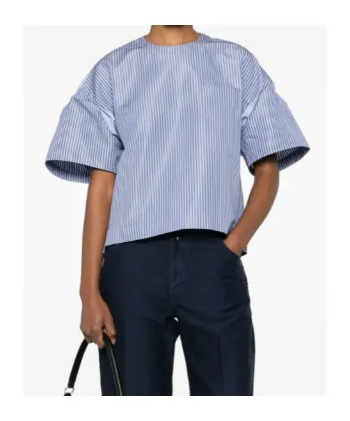 Sacai Striped Shirt With Chest Pocket And Back Zip